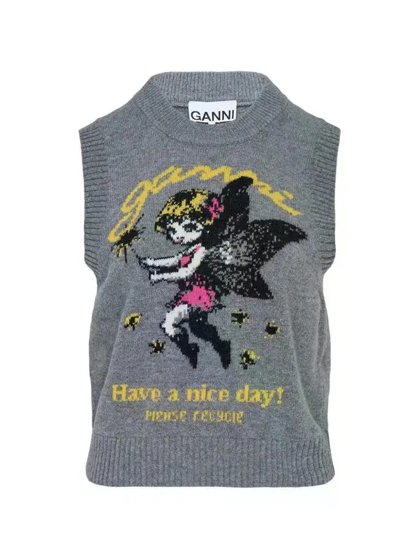 GANNI Graphic Intarsia Knitted Vest