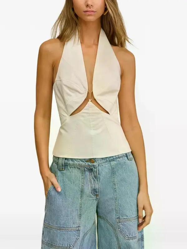 Cult Gaia Elorae Cut-out Halterneck Top - Neutrals