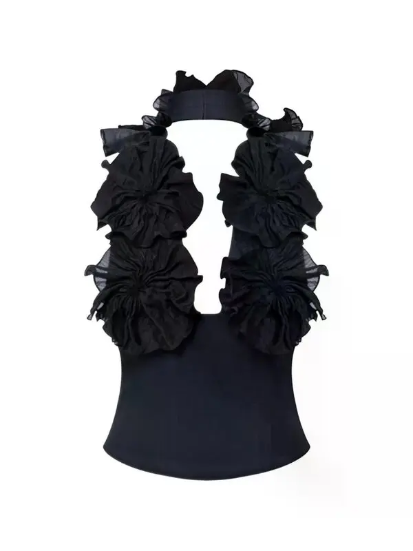 STOLEN STORES Lotus Leaf Ruffled Top - Black