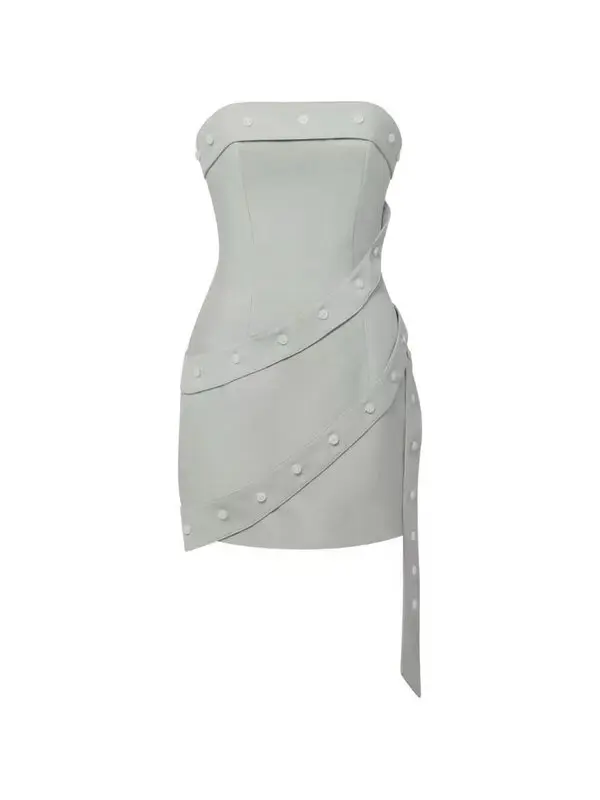 STOLEN STORES Button-embellished Wrap-style Mini Dress
