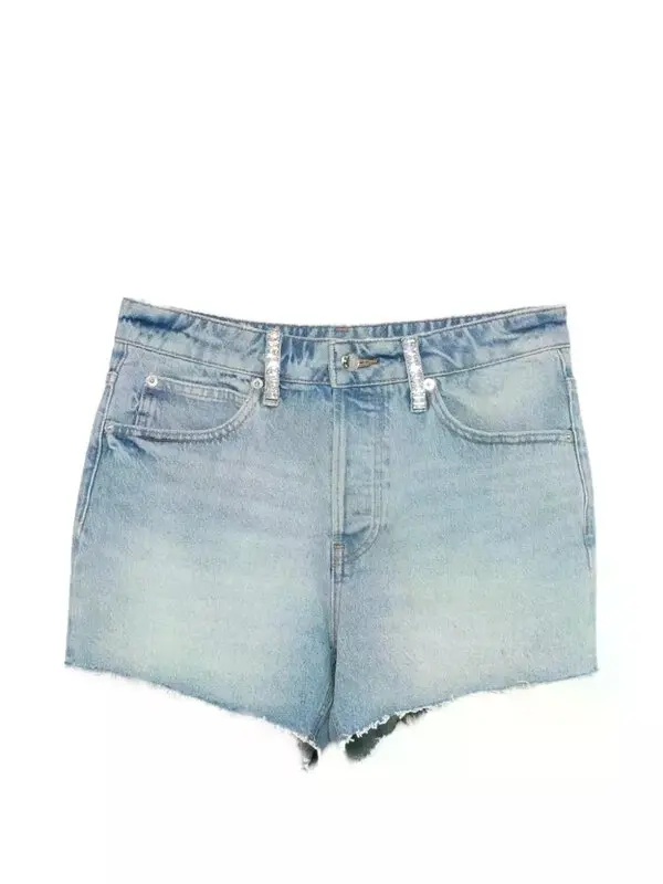 Alexander Wang Crystal-embellished Frayed Shorts - Blue