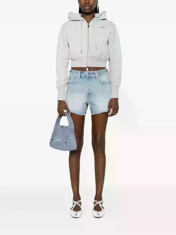 Alexander Wang Crystal-embellished Frayed Shorts