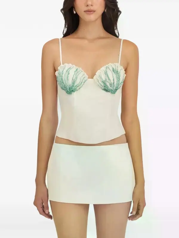 STOLEN STORES Bead-embroidered Shell Cotton Top
