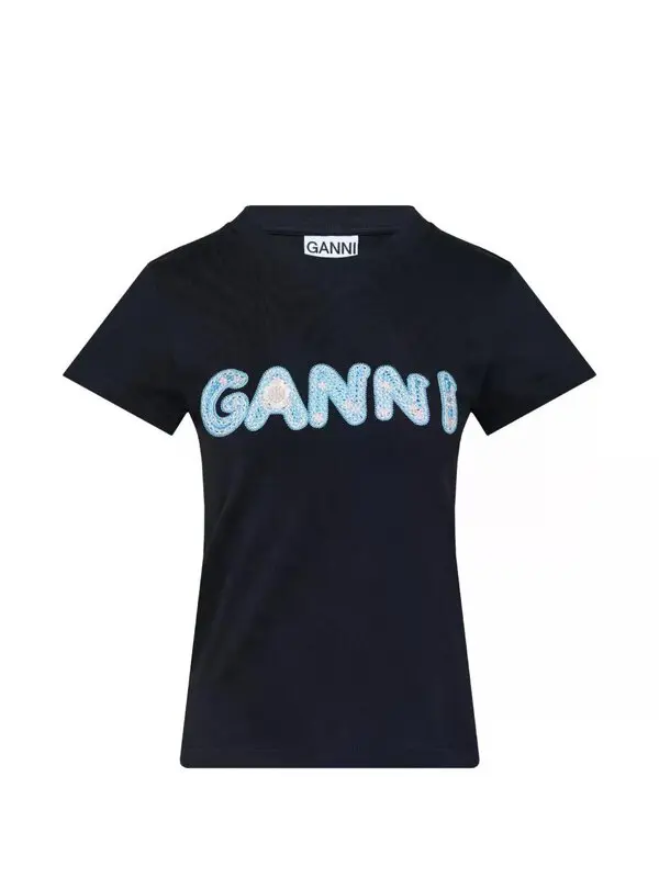 GANNI Logo Embroidered T-shirt
