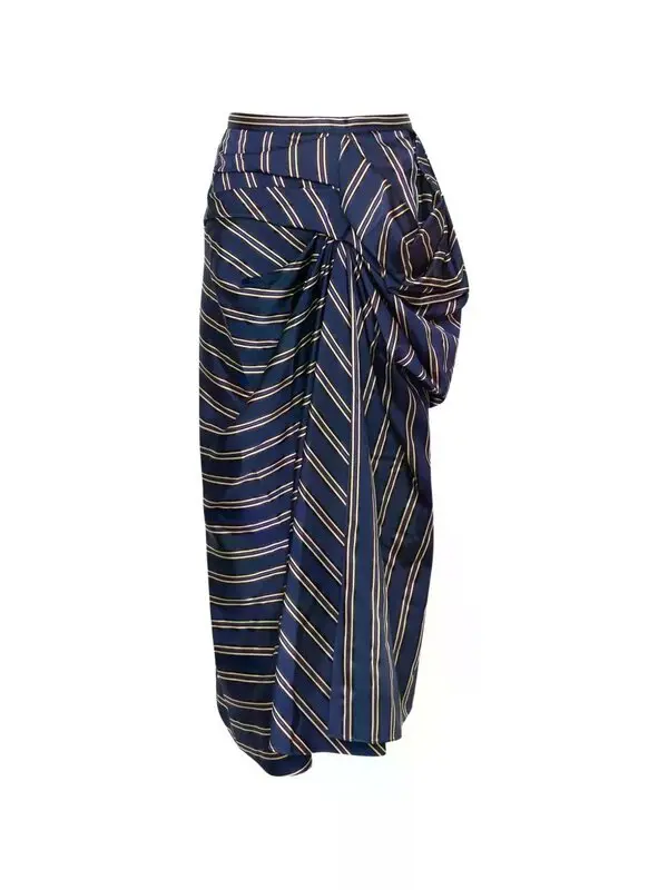 Biyan Striped Draped Skirt - Blue