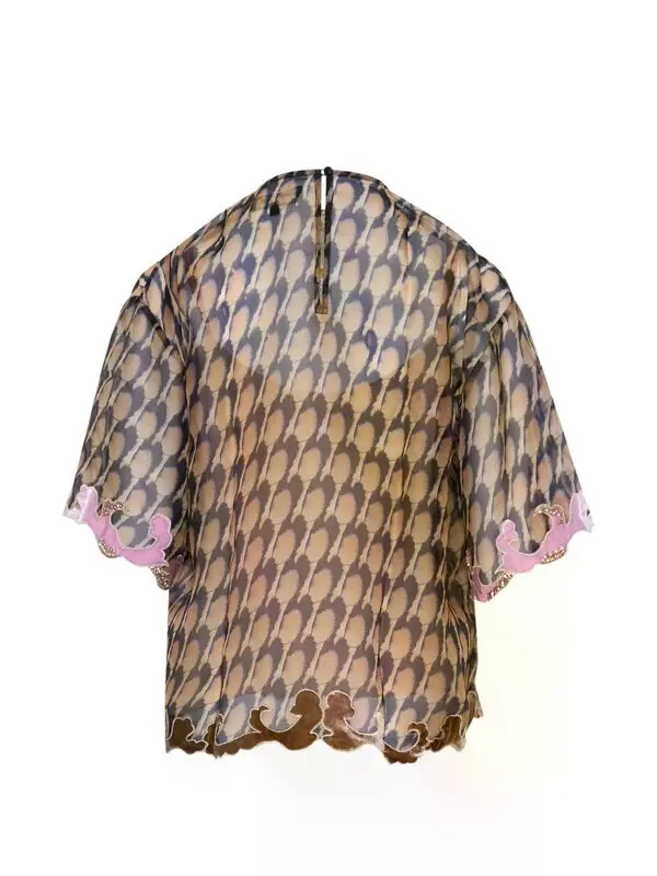Biyan Paneled Silk Blouse With Sequins And Beads