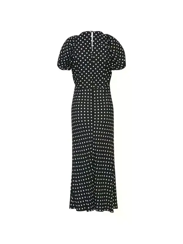 N°21 Polka-dot Puff-sleeve Midi Dress