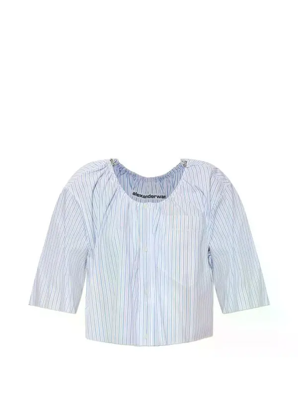 Alexander Wang Striped Cropped Shirt - White