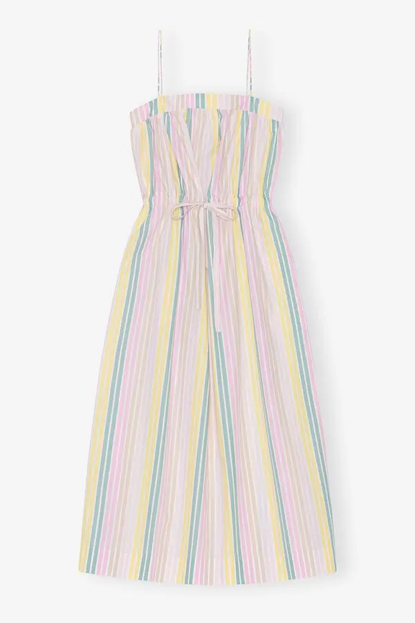GANNI Striped Cotton Maxi Strap Dress