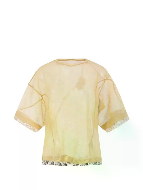 Undercover Layered Effect Semi-sheer T-shirt - Yellow