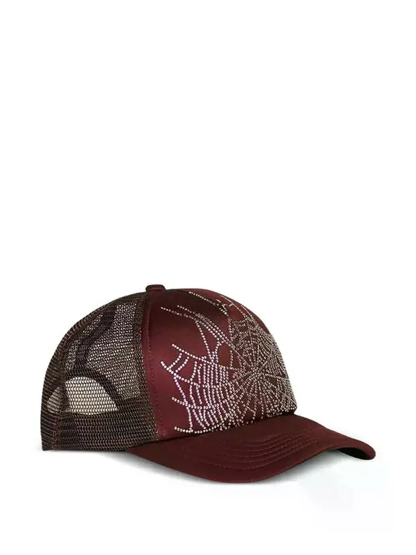 SP5DER Rhinestone Embellished Trucker Hat - Red