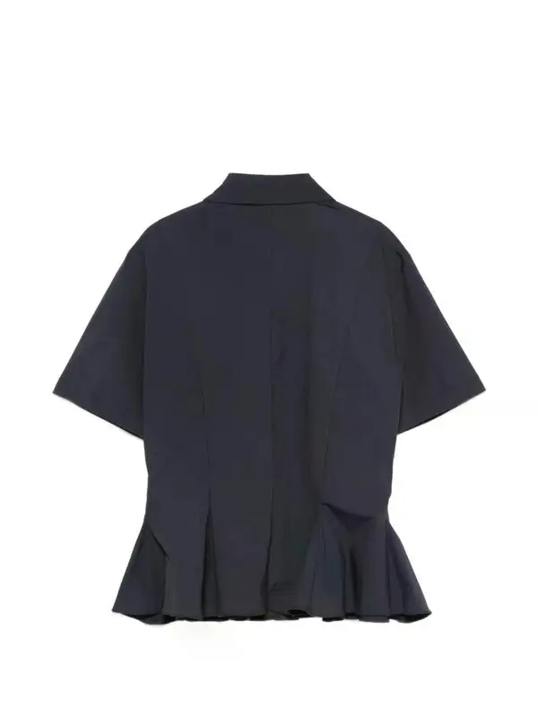 Liviana Conti Peplum Hem Short Sleeve Shirt - Blue