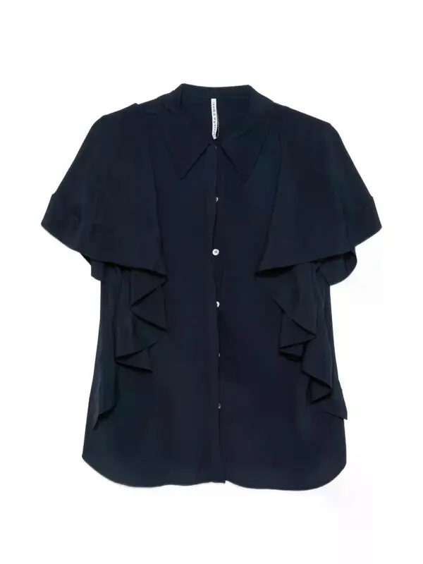 Liviana Conti Ruffled Short-sleeve Blouse - Blue