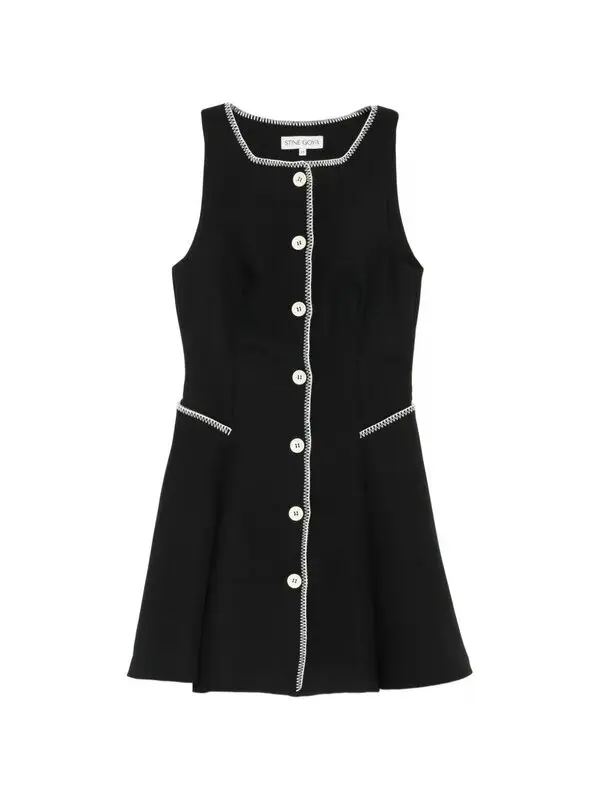Stine Goya Whipstitch Trim Button-up Mini Dress - Black