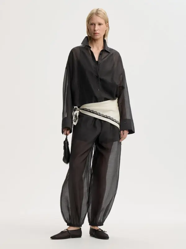 BY MALENE BIRGER Lumas Silk Organza Trousers - Black