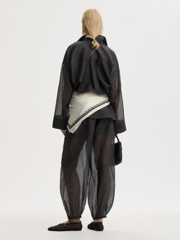 BY MALENE BIRGER Lumas Silk Organza Trousers - Black