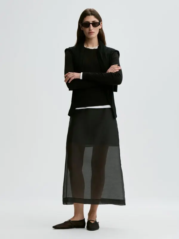 BY MALENE BIRGER Silk Organza A-line Skirt - Black