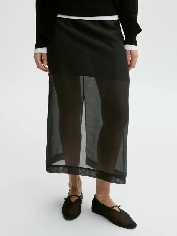 BY MALENE BIRGER Silk Organza A-line Skirt - Black