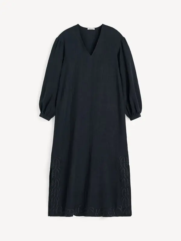 BY MALENE BIRGER Louise Linen Maxi Dress With Embroidery - Black