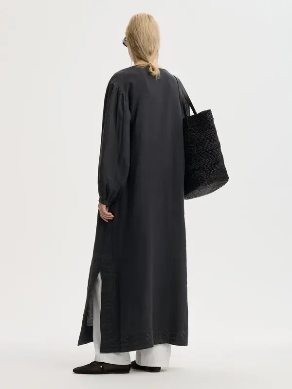 BY MALENE BIRGER Louise Linen Maxi Dress With Embroidery - Black
