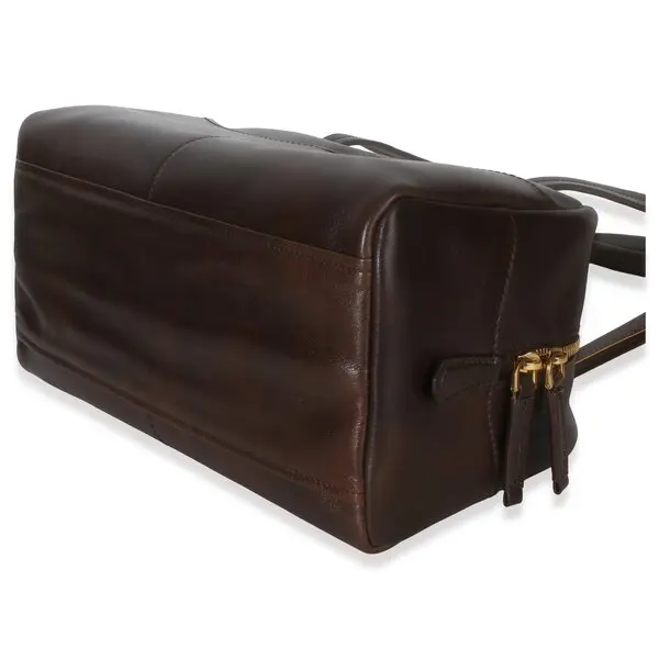 Prada Antiqued Calfskin Carry Shoulder Bag - Brown