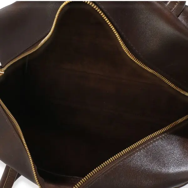Prada Antiqued Calfskin Carry Shoulder Bag - Brown