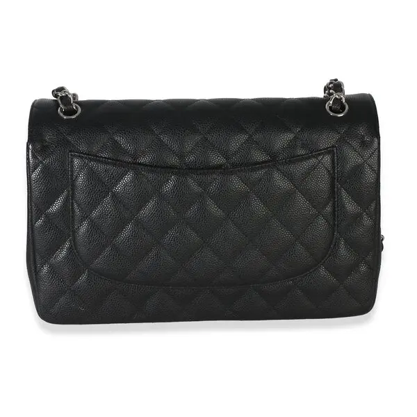 Chanel Quilted Caviar Jumbo Double Flap Bag - Black