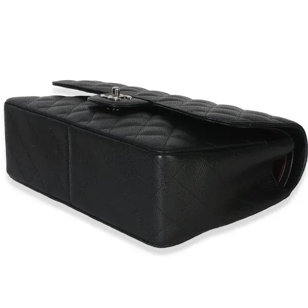 Chanel Quilted Caviar Jumbo Double Flap Bag - Black