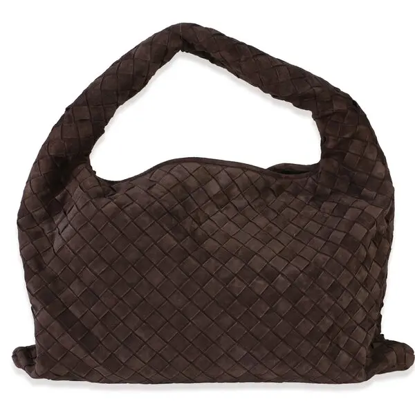 Bottega Veneta Hobo Bag In Suede With Intrecciato Weave - Brown
