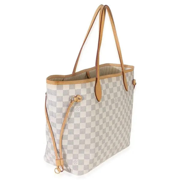 LOUIS VUITTON Damier Azur Canvas Neverfull Mm Tote Bag - Beige