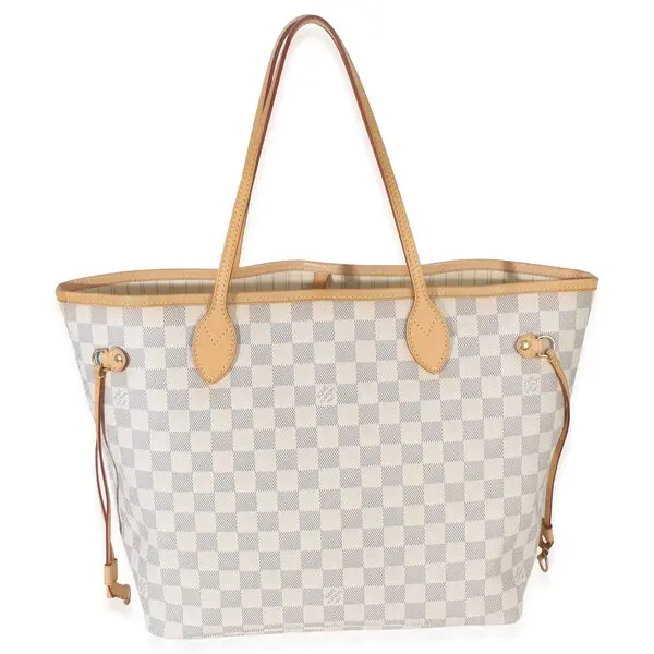 LOUIS VUITTON Damier Azur Canvas Neverfull Mm Tote Bag - Beige