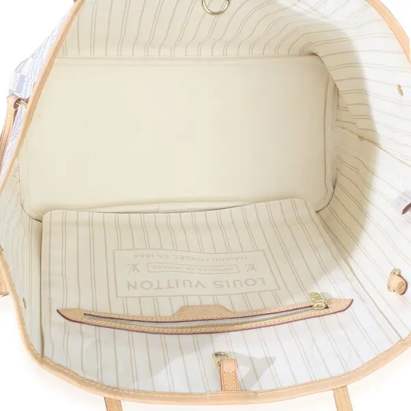 LOUIS VUITTON Damier Azur Canvas Neverfull Mm Tote Bag - Beige