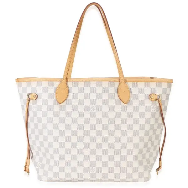LOUIS VUITTON Damier Azur Canvas Neverfull Mm Tote Bag - Beige