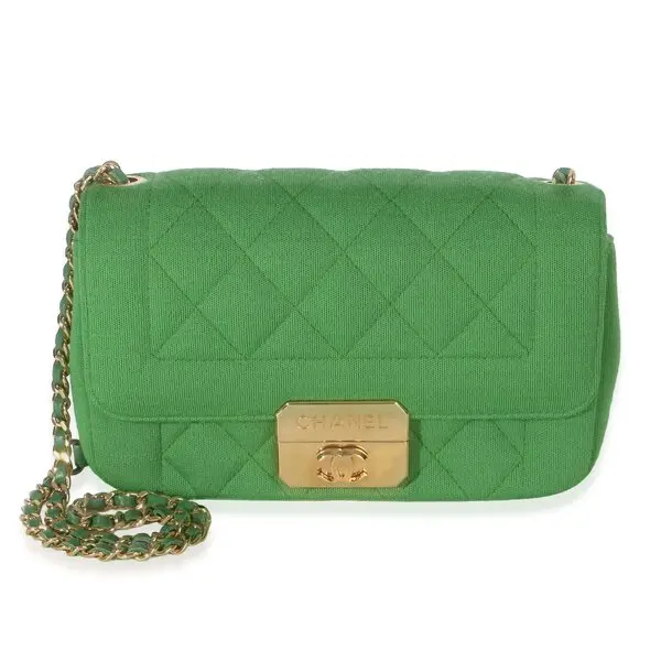 Chanel Quilted Jersey Mini Flap Bag - Green