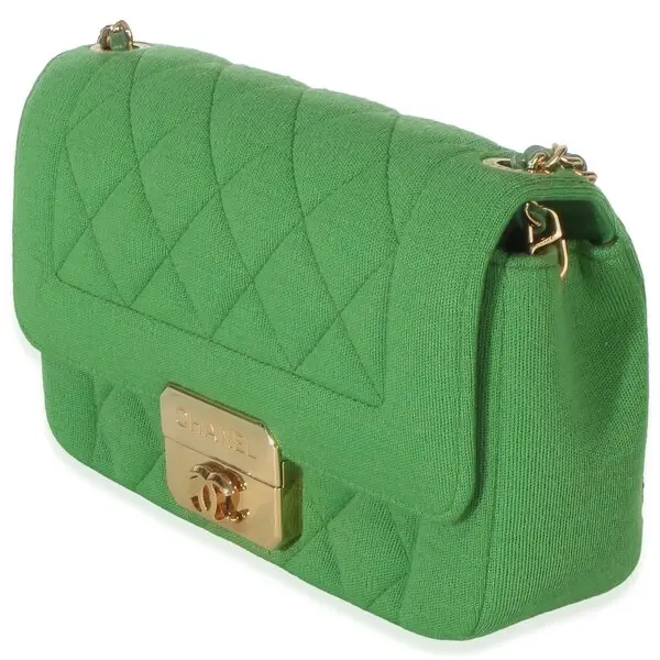 Chanel Quilted Jersey Mini Flap Bag - Green