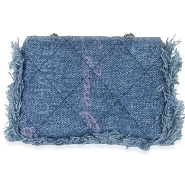 Chanel Quilted Denim Clutch With Chain - Blue