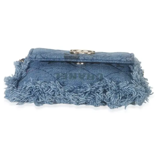 Chanel Quilted Denim Clutch With Chain - Blue