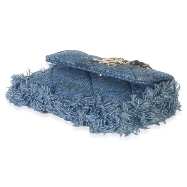 Chanel Quilted Denim Clutch With Chain - Blue