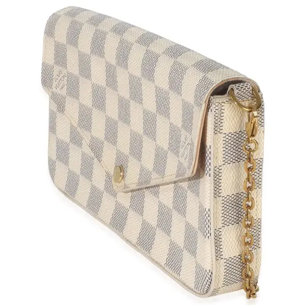 LOUIS VUITTON Rose Ballerine Damier Azur Canvas Felicie Pochette - White