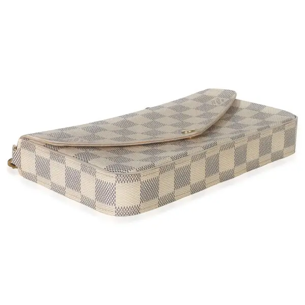 LOUIS VUITTON Rose Ballerine Damier Azur Canvas Felicie Pochette - White