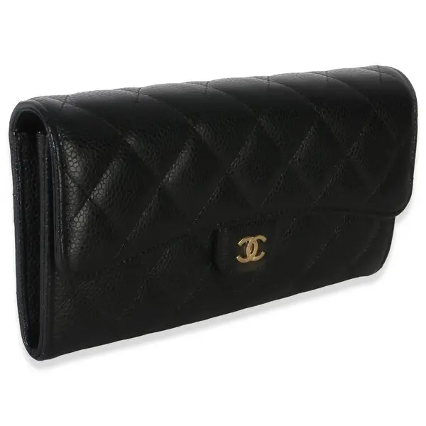 Chanel Quilted Caviar Large Gusset Flap Wallet