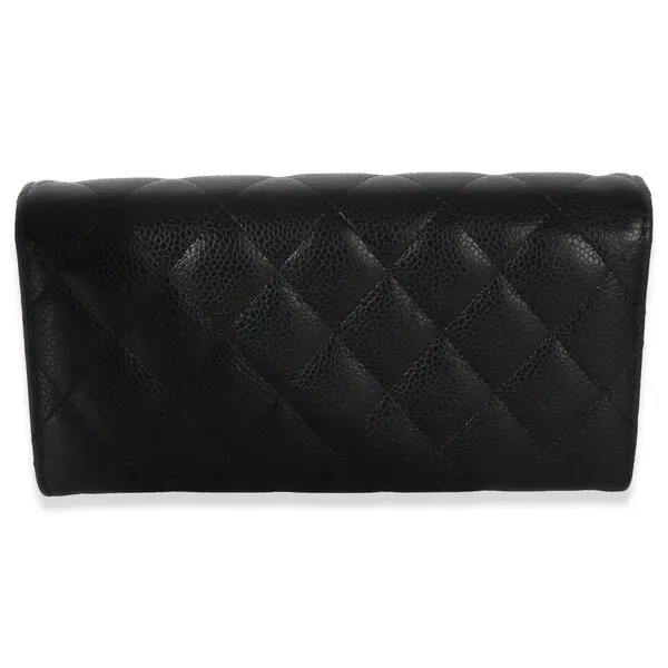 Chanel Quilted Caviar Large Gusset Flap Wallet