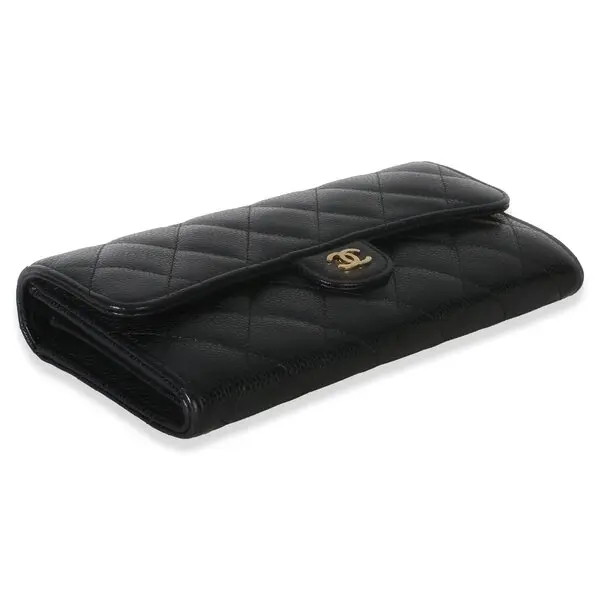 Chanel Quilted Caviar Large Gusset Flap Wallet
