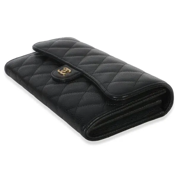 Chanel Quilted Caviar Large Gusset Flap Wallet