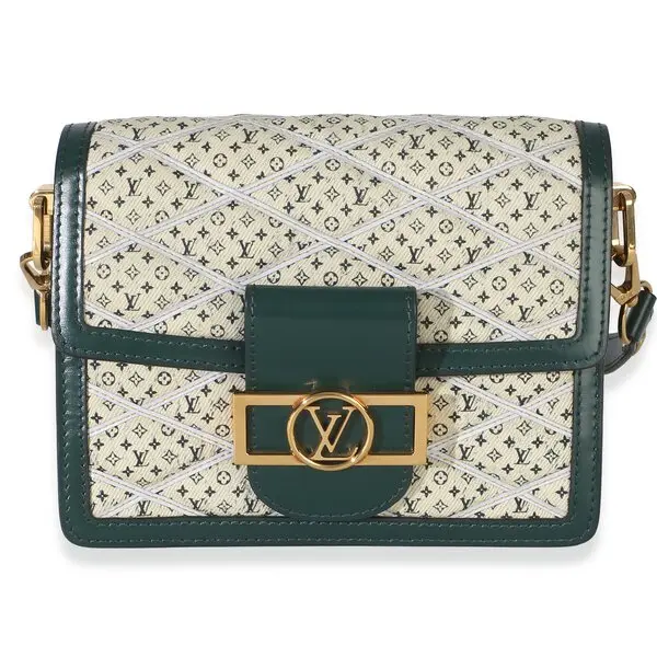 LOUIS VUITTON Green Quilted Denim Printed Monogram Dauphine Bag - Neutral