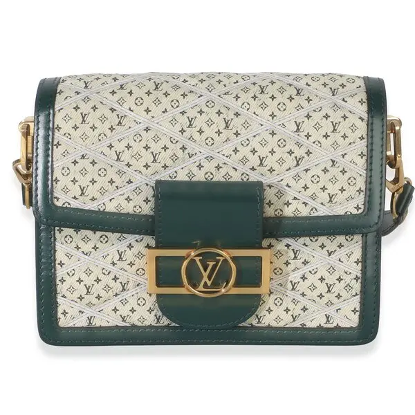 LOUIS VUITTON Green Quilted Denim Printed Monogram Dauphine Bag - Neutral