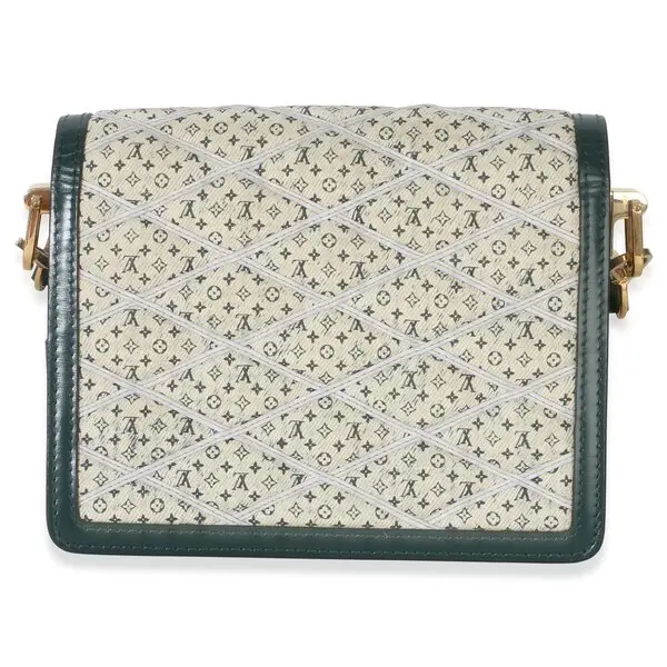 LOUIS VUITTON Green Quilted Denim Printed Monogram Dauphine Bag