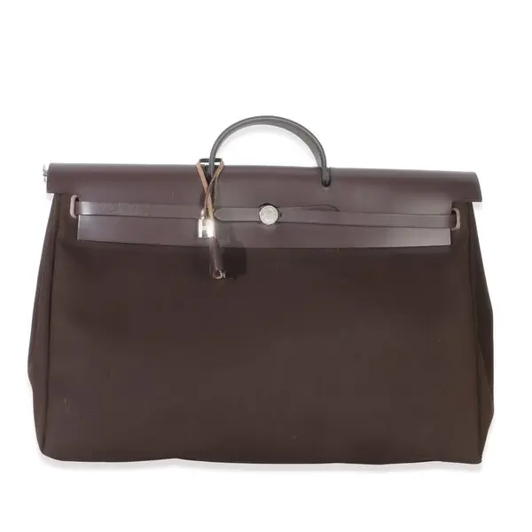 Hermès Herbag Zip Cabine Bag In Toile Officier And Vache Hunter - Brown