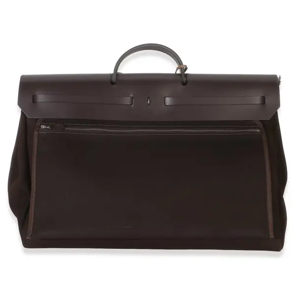 Hermès Herbag Zip Cabine Bag In Toile Officier And Vache Hunter - Brown