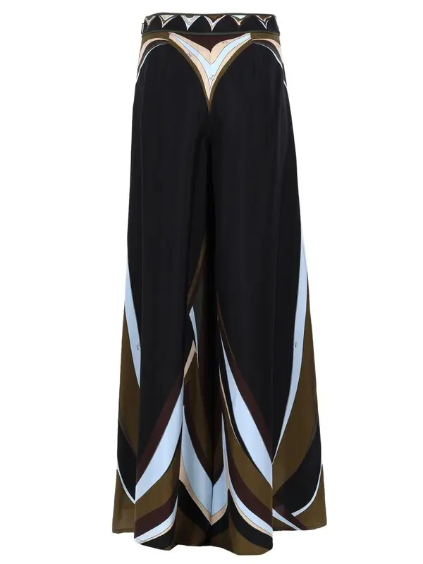 Emilio Pucci Palazzo Silk Pants - Multicolour